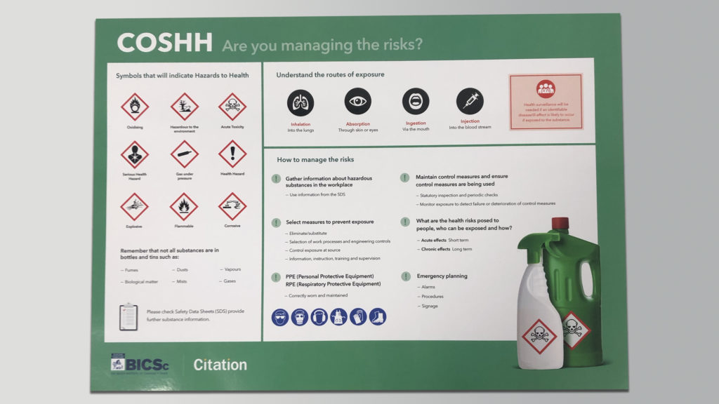 A3 Control of Substances Hazardous to Health (COSHH) Poster - BICSc
