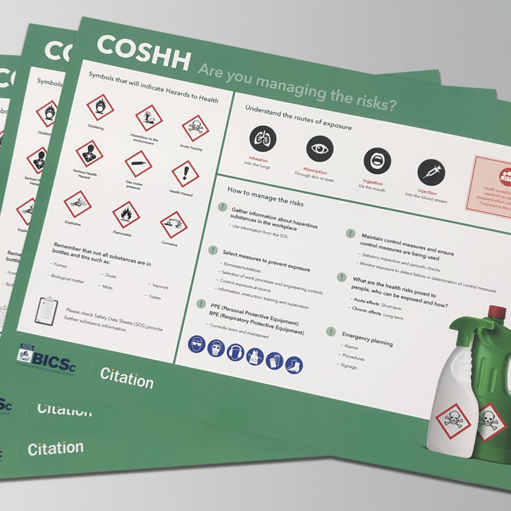 A3 Control of Substances Hazardous to Health (COSHH) Poster - BICSc