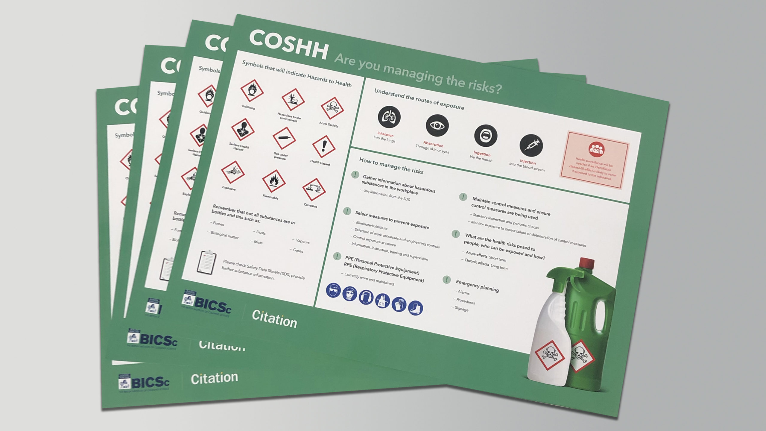 A3 Control of Substances Hazardous to Health (COSHH) Posters (Pack of 4 ...