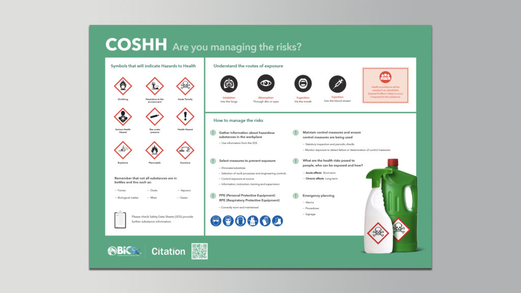 A3 Control of Substances Hazardous to Health (COSHH) Poster - BICSc