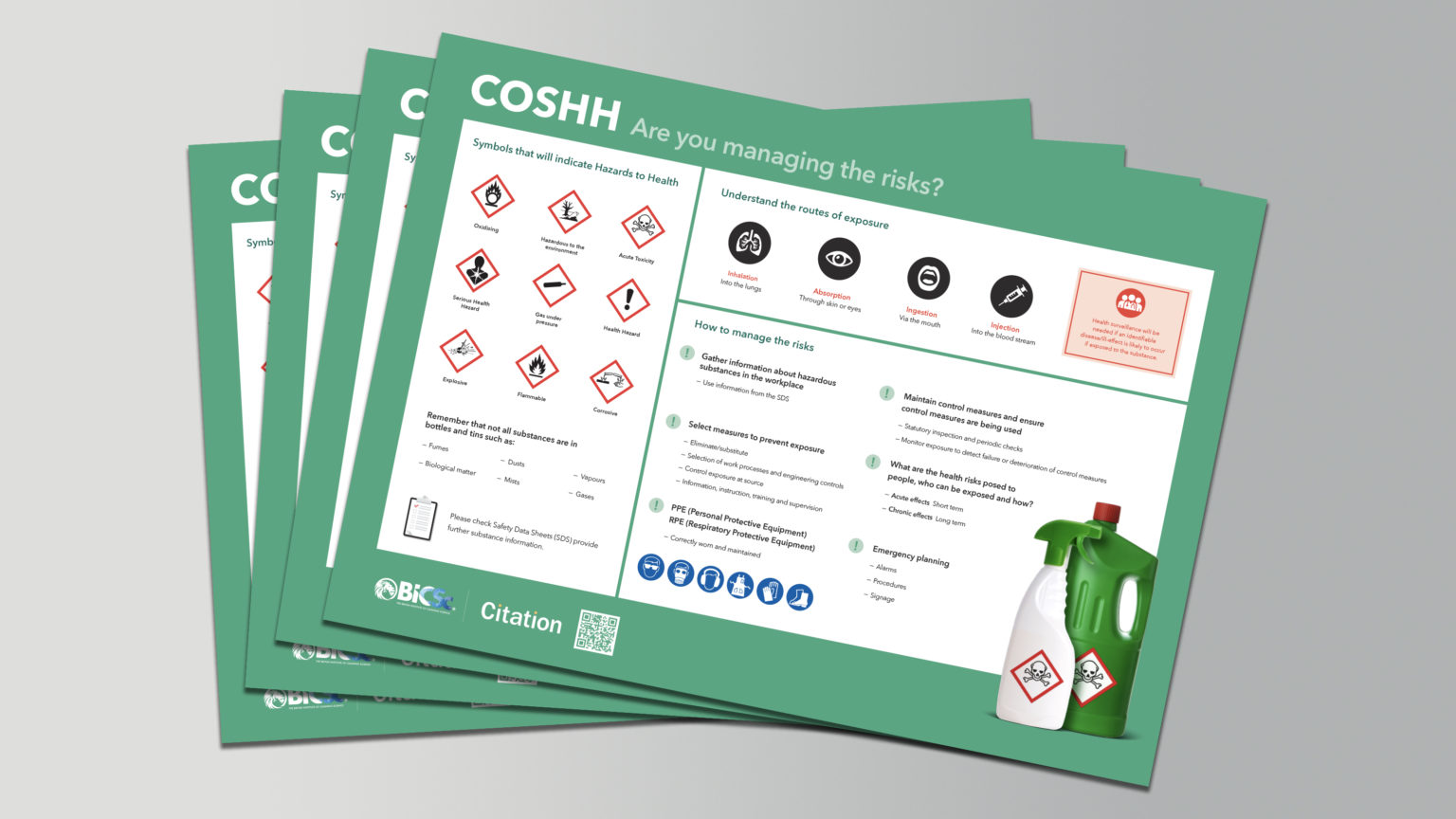 A3 Control of Substances Hazardous to Health (COSHH) Posters (Pack of 4 ...