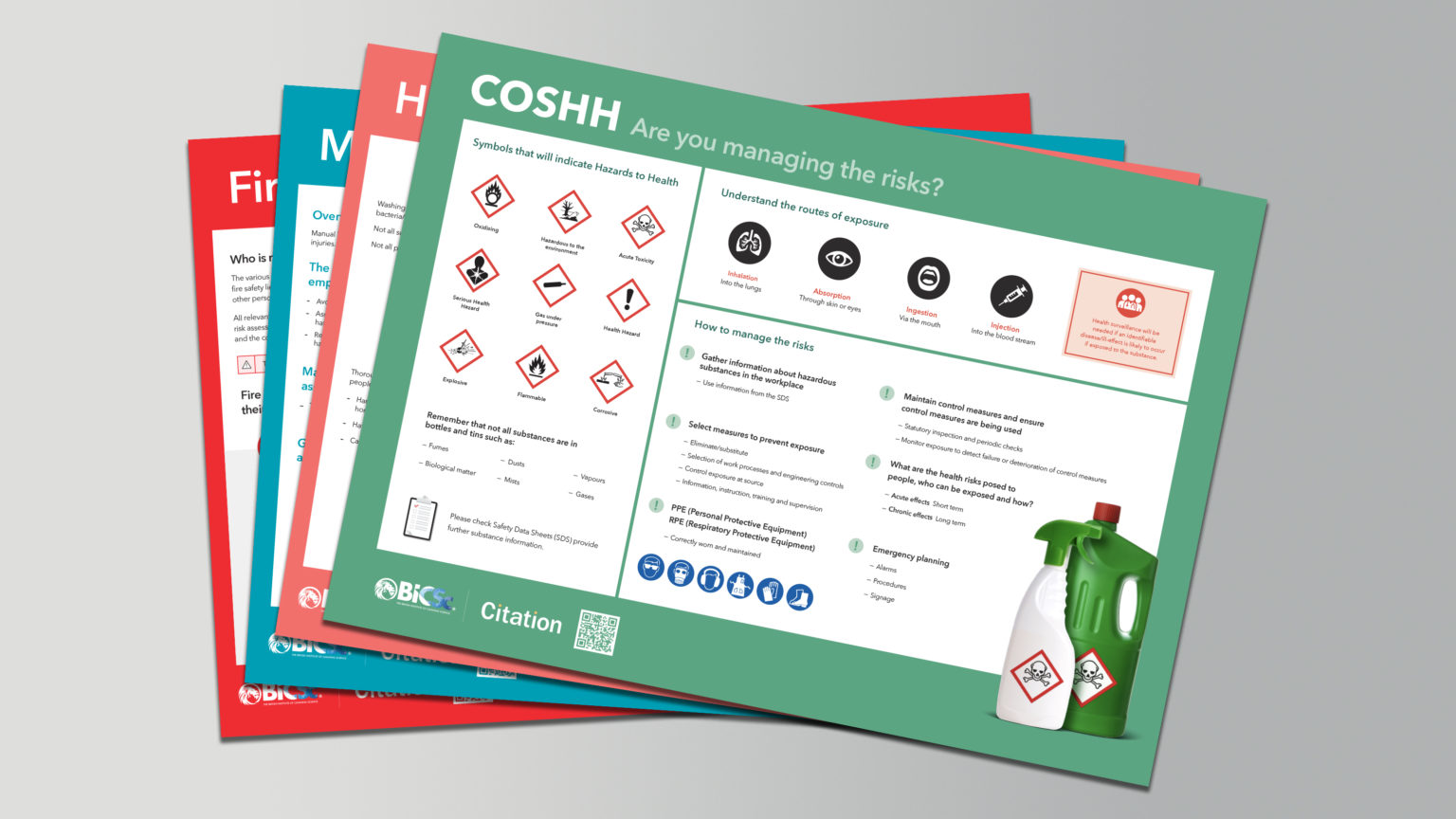 A3 Mixed Pack of Health and Safety Information Posters (Pack of 4) - BICSc