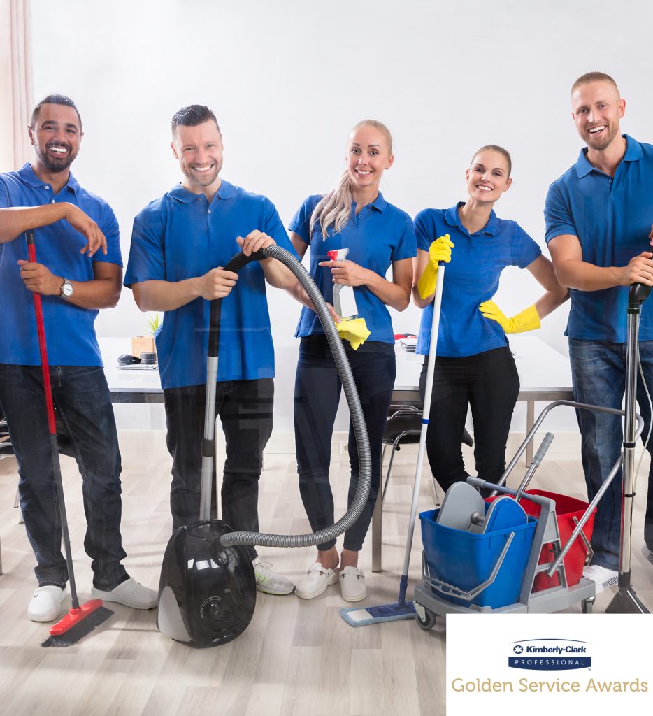 Portrait,Of,Happy,Male,And,Female,Janitors,With,Cleaning,Equipment - BICSc